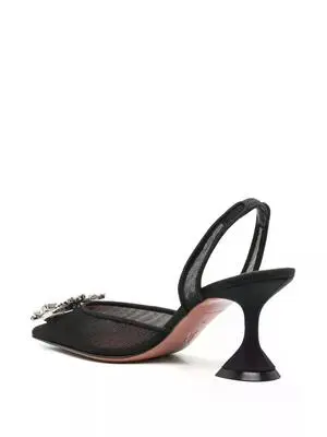 Amina Muaddi 75mm Begum Glass Slingback Pumps