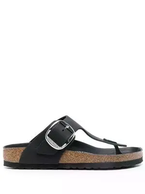 BIRKENSTOCK Gizeh Leather Buckle Sandals - Black