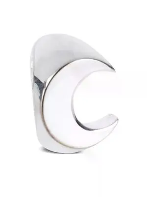 MARINE SERRE Engraved Logo Brass Ring - Silver