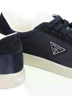 Prada Suede And Nylon Lace-up Sneakers - Blue