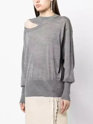 Stella McCartney Fine-knit Cut-out Jumper - Grey