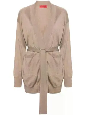 WILD CASHMERE Scarlet Open-Front Belted Cardigan
