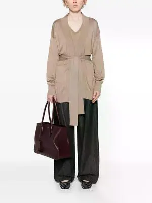 WILD CASHMERE Scarlet Open-front Belted Cardigan