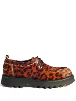 AMI Paris Leopard-print Calf Hair Lace-up Platform Shoes