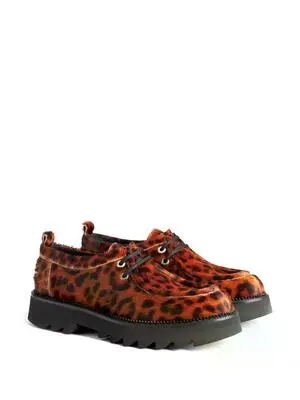 AMI Paris Leopard-print Calf Hair Lace-up Platform Shoes