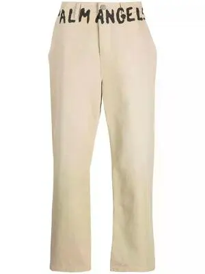 Palm Angels Logo-print Chino Trousers - Neutrals