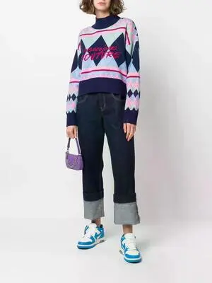Versace Argyle Knit Jumper - Blue