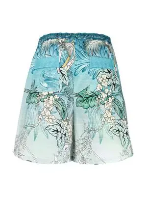 F.R.S FOR RESTLESS SLEEPERS Botanical Print Cotton Shorts - Blue