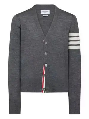 Thom Browne 4-bar Knitted Cardigan - Grey