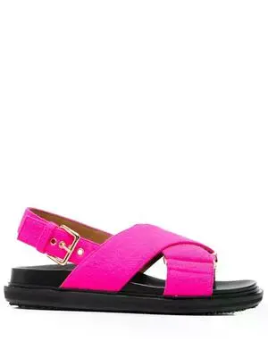 Marni Crossover Strap Leather Sandals - Pink