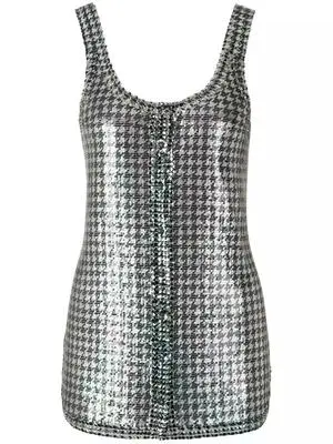 Rabanne Metallic Sequin Houndstooth Tank Top - Silver