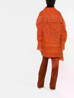 Stella McCartney Asymmetric Fringed Alpaca Wool-blend Cardigan-coat
