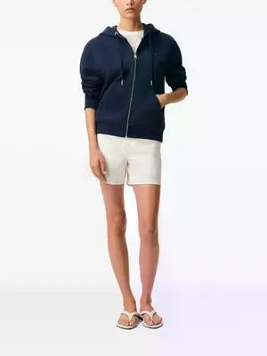 AMI Paris Zipped Hooded Jacket With De Coeur Embroidery - Blue