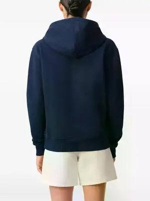 AMI Paris Zipped Hooded Jacket With De Coeur Embroidery - Blue