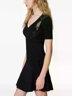 TWINSET Rib-knit Lace-detail Minidress