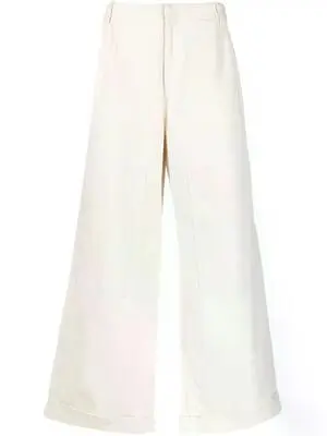 Etro White Stretch-cotton Wide-leg Trousers
