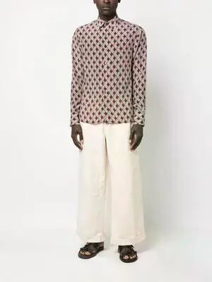 Etro White Stretch-cotton Wide-leg Trousers