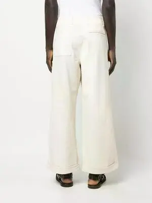 Etro White Stretch-cotton Wide-leg Trousers