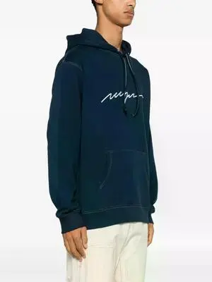 MSGM Logo Embroidered Cotton Hoodie