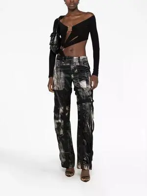 LOUISA BALLOU Asymmetric Cut-out Jersey Top