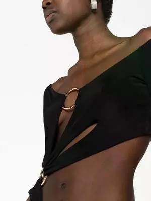 LOUISA BALLOU Asymmetric Cut-out Jersey Top