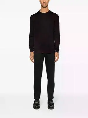 DELL'OGLIO Cotton-blend Tapered Trousers - Black