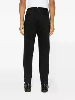 DELL'OGLIO Cotton-blend Tapered Trousers - Black