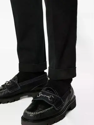 DELL'OGLIO Cotton-blend Tapered Trousers - Black