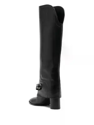 Casadei Varenne Knee-high Boots With Chain-link Detailing