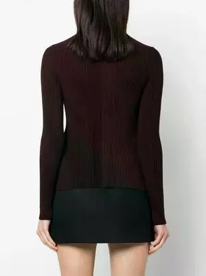 COURREGES Ribbed Knit Logo Patch Roll Neck Sweater - Brown