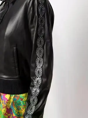 Philipp Plein Embellished Leather Bomber Jacket