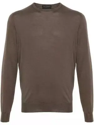 DELL'OGLIO Crew Neck Jumper - Brown