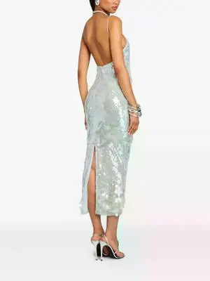 Retrofete Alana Sequined Midi Dress - Silver