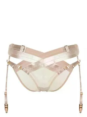 BORDELLE Tomoe Satin Harness Brief - Brown