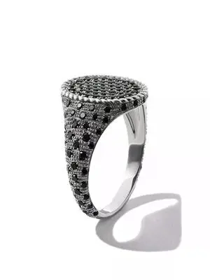 Yvonne Léon 18kt White Gold Oval Diamond Signet Ring