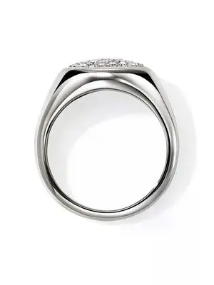 John Hardy Sterling Pebble Diamond Signet Ring