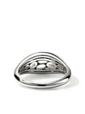 John Hardy Sterling Pebble Diamond Signet Ring