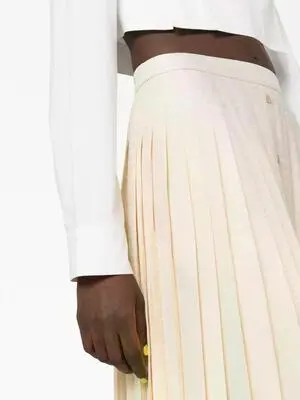 Prada Logo Jacquard Silk Pleated Skirt