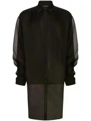 Dolce & Gabbana Ruffle-detail Semi-sheer Shirt - Black