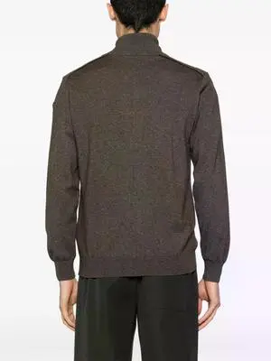 Paul & Shark Suede-trim Ribbed-knit Cardigan