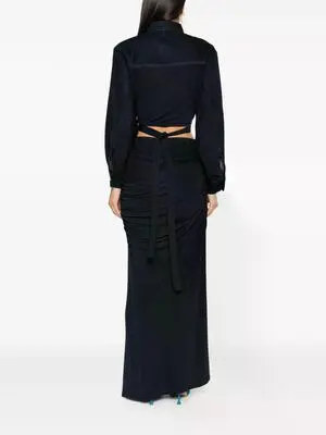 Christopher Esber Sevilla Denim Wrap Cropped Top