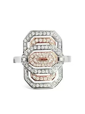 STATEMENT 18kt Rose Gold And Sterling Pavé Diamond Ring - Silver
