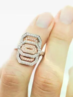 STATEMENT 18kt Rose Gold And Sterling Pavé Diamond Ring