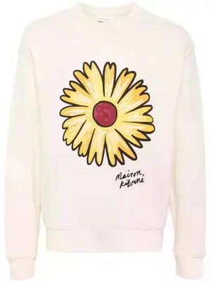 Maison Kitsuné Sunflower Motif Long-sleeve Sweater - Neutrals