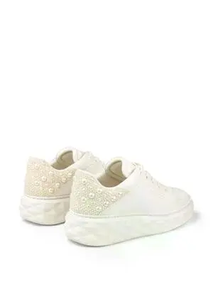 JIMMY CHOO Diamond Maxi Pearl-embellished Sneakers - Neutrals