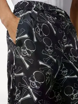 Philipp Plein Skull Print Silk Shorts - Black