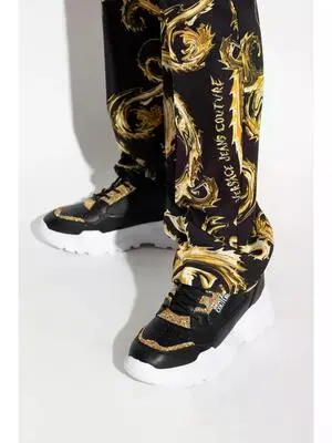 Versace Logo-patch Glitter Detailing Sneakers
