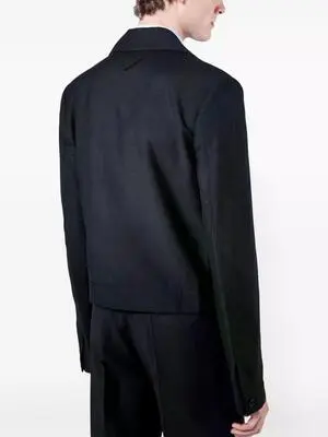 Prada Wool Jacket With Spread Collar And Straight Hem