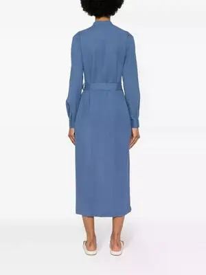 Harris Wharf London Belted Shirt Midi Dress - Blue