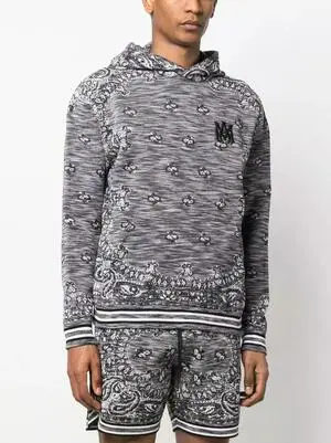 Amiri Marl Knit Logo Patch Pullover Hoodie